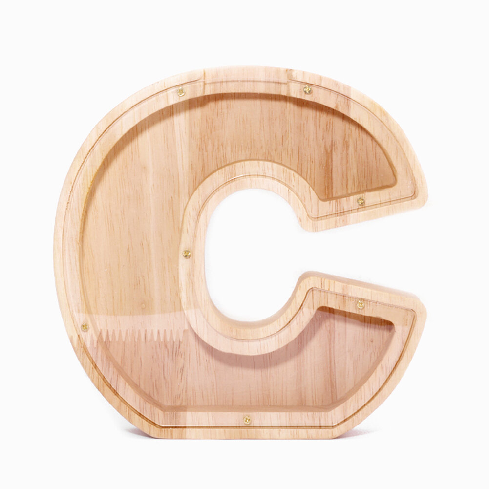 Копилка Английский алфавит 26 букв Персонализированная деревянная Коробка для сбережения монет Деньги Стикеры с собственным именем Декор для домашнего стола Орнаменты Материал дерево+акрилл Тип A, B, C, D, E, F, , H, I, J, K, L, M, N, O, P, Q, R, S, T,