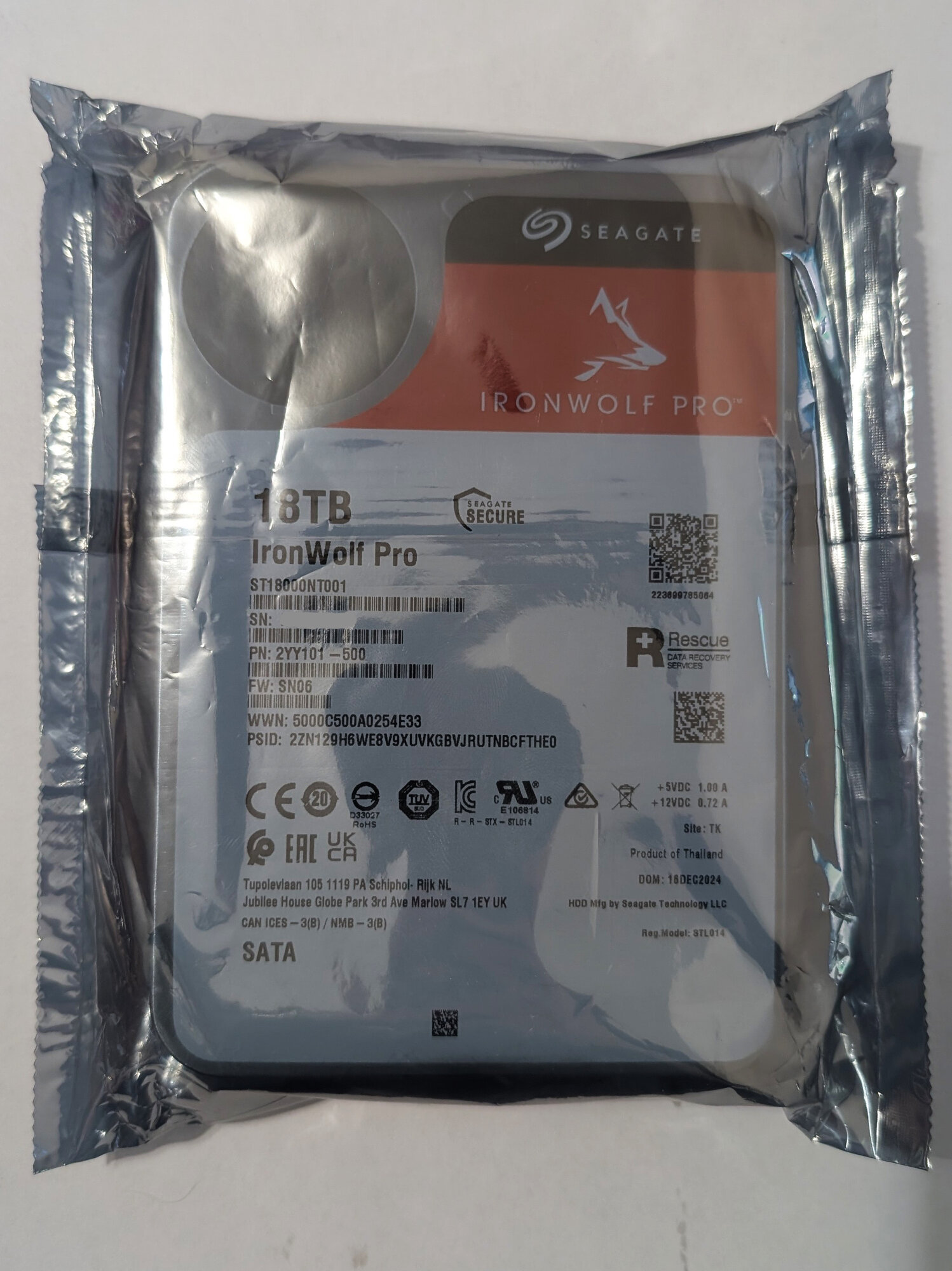 Жесткий диск Seagate 3.5" 18TB IronWolf Pro Nas, ST18000NT001 (Original)