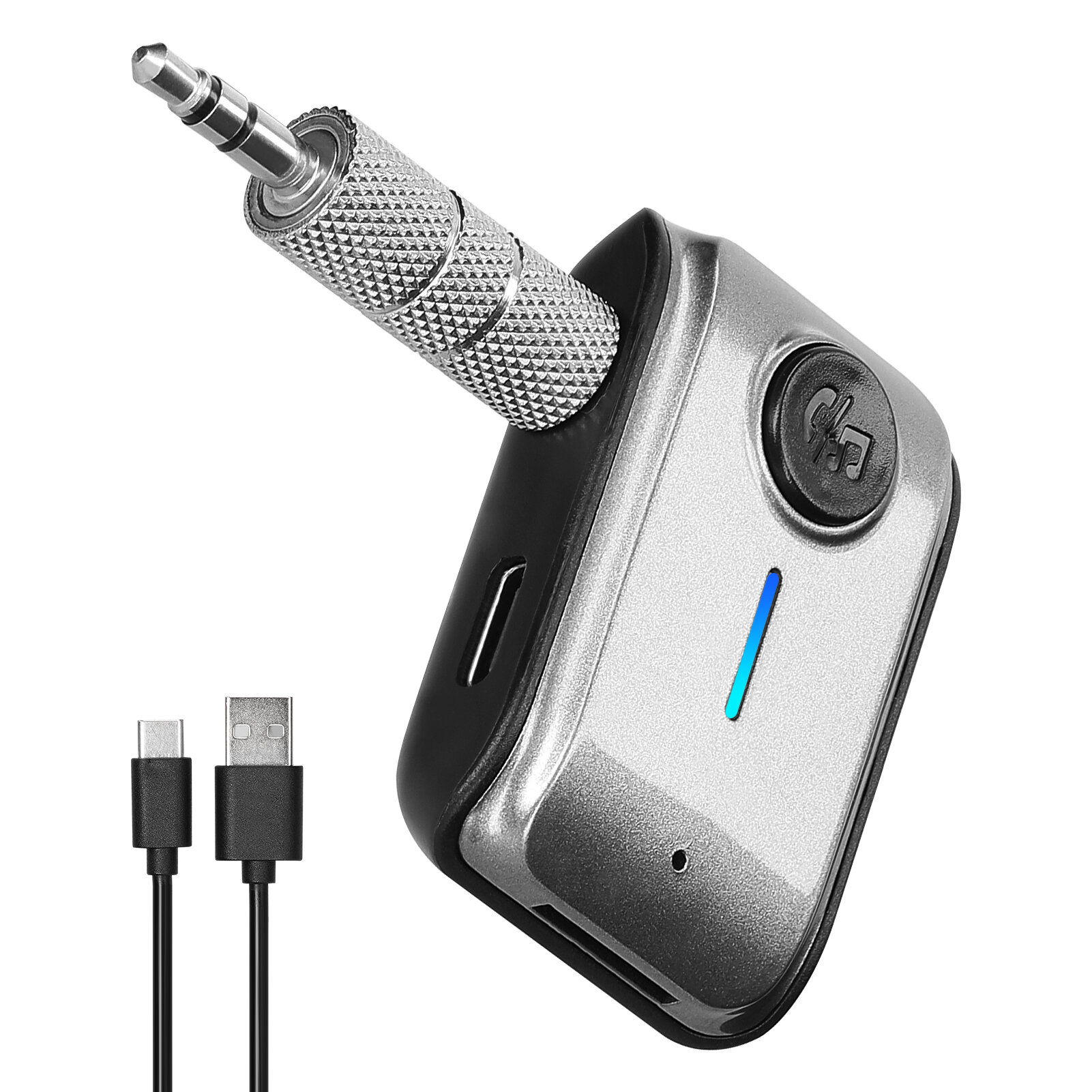 Приемник BT для автомобиля 3.5mm AUX адаптер BT для автомобиля беспроводной аудиоприемник с встроенным микрофоном поддержка входа TF-карты голосовые звонки для автомобильной/домашней стереосистемы, проводных наушников, динамика Черный + Серый ABS BT V5.3