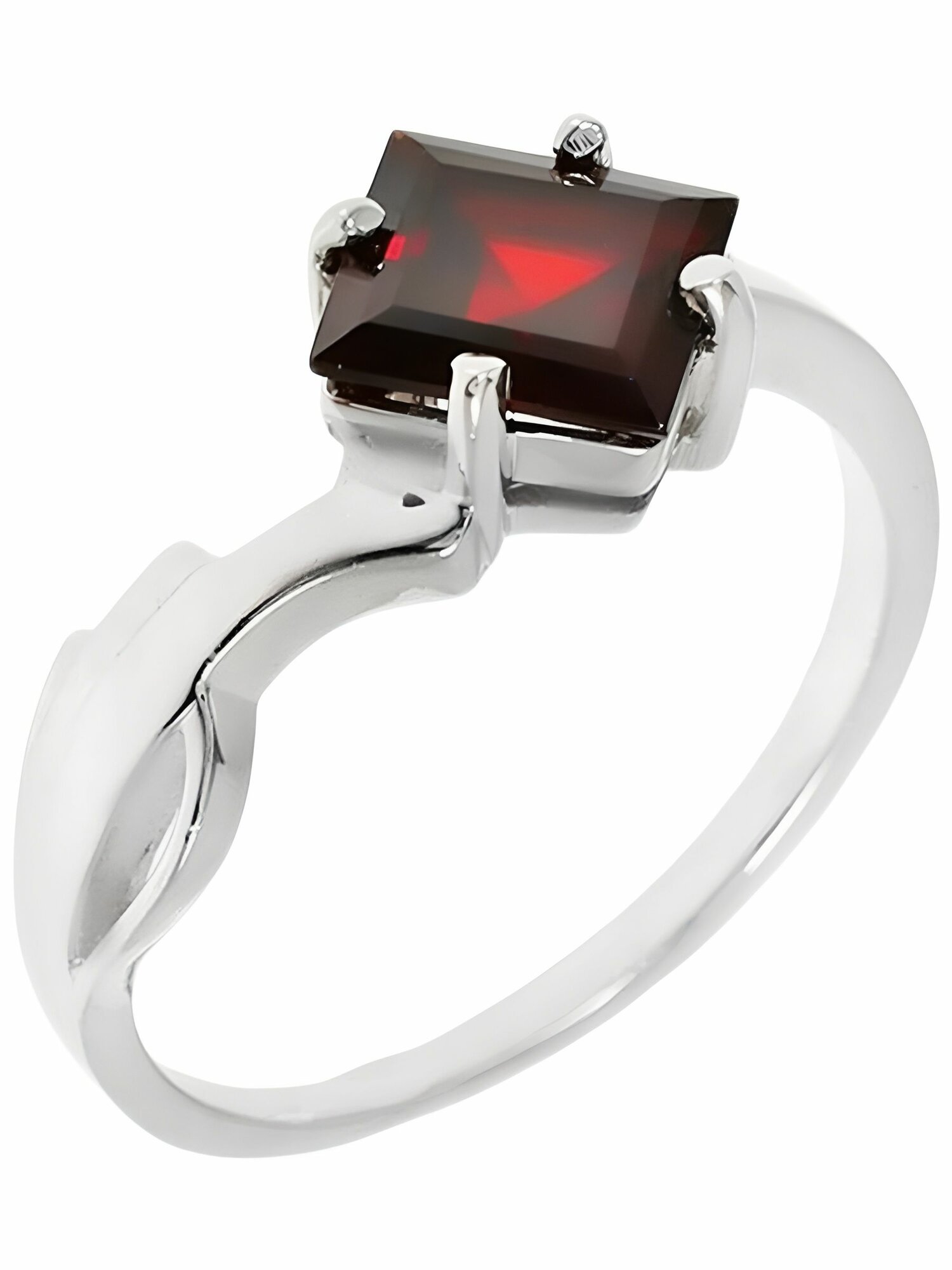 Кольцо тонкое, серебро, 925 проба, родирование, гранат