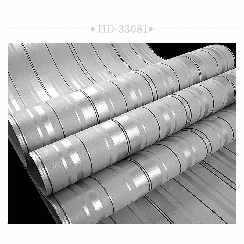 Текстильные обои DZQ серебристо-серые вертикальные полосы Gerey, 0. 53x9.5m