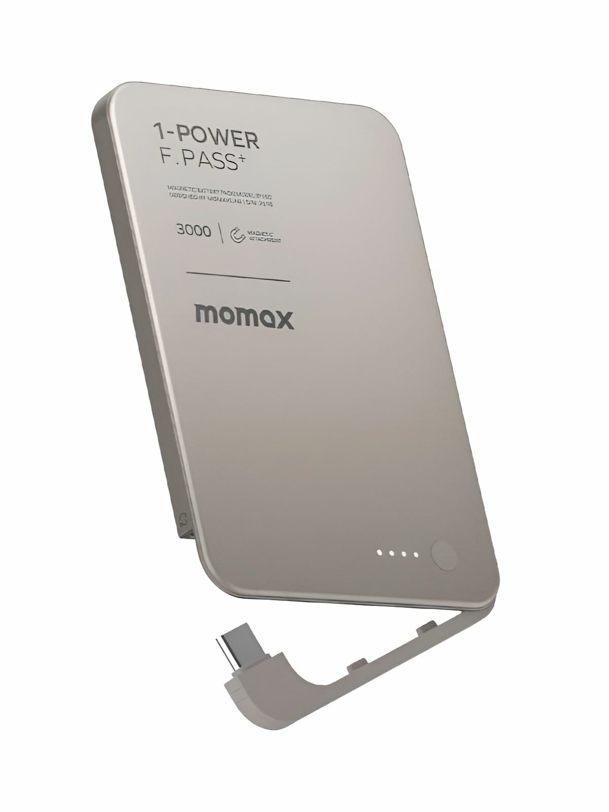 Внешний аккумулятор Momax 1-Power F. Pass+ 3000 mAh со встроенным кабелем Type-C (IP160) - Titan