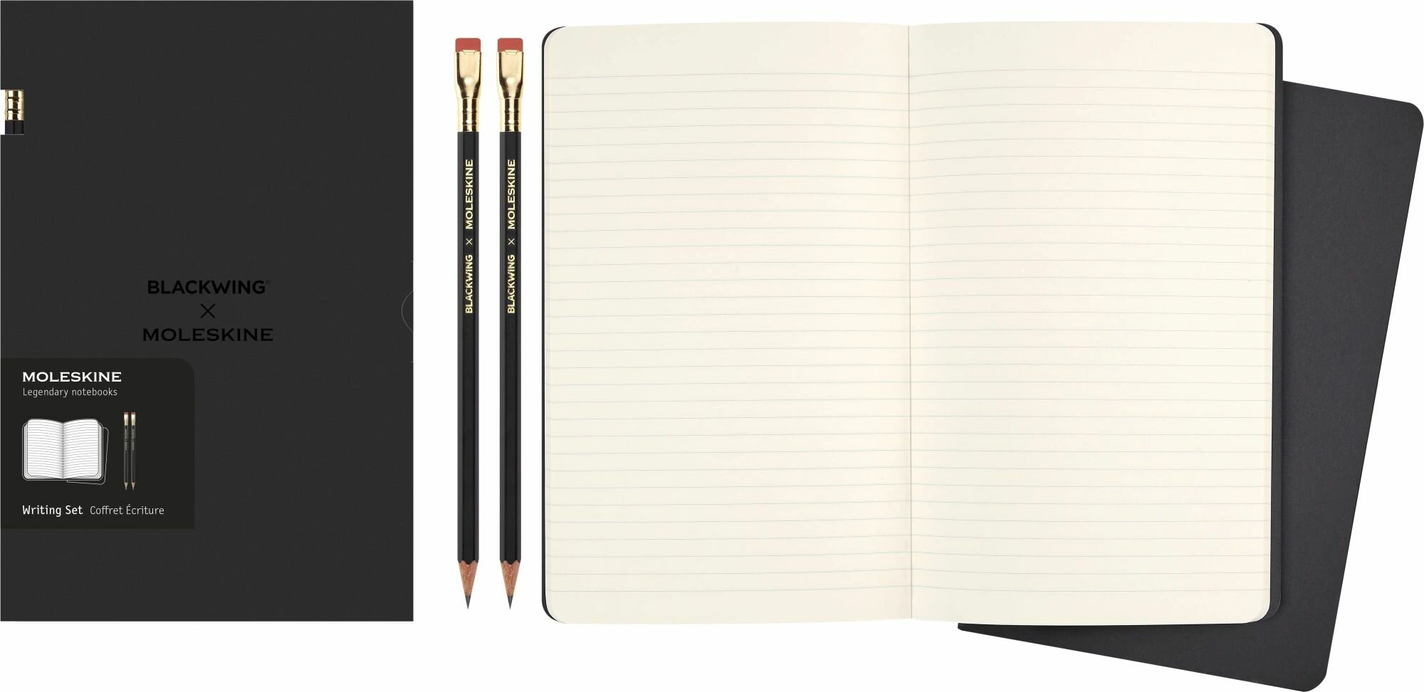 Набор Moleskine x Blackwing Writing Set, 2 линованных блокнота Cahier Large и 2 карандаша