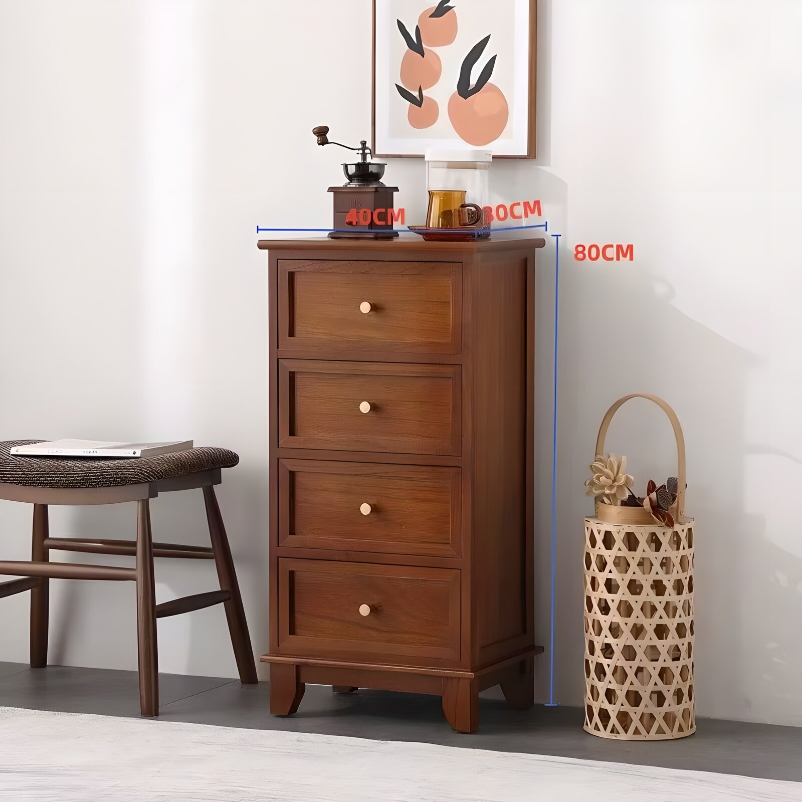 Буфет "Ретро" ABS-пластик с полками бежевый/коричневый, ДВП, 40x80x30 см