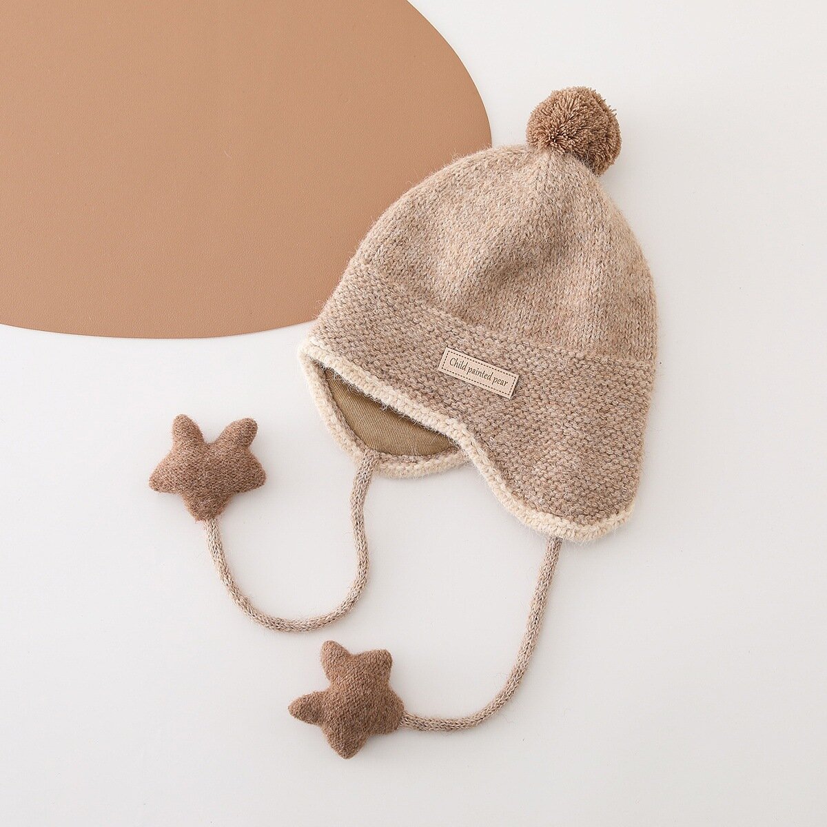 Детская шапка зимняя красная новогодняя шапка утолщенная теплая вязаная шапка с защитой ушей для детей, шерстяная шапка для младенцев