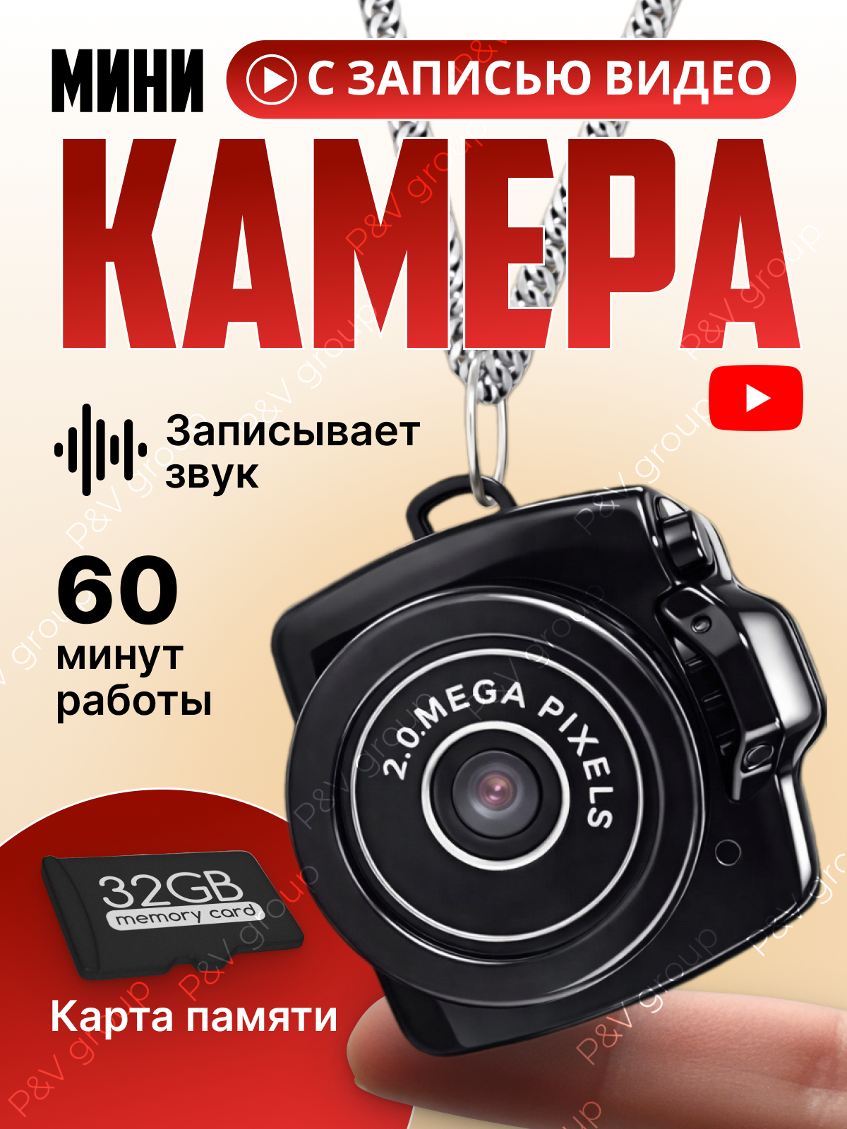 Микро фотоаппарат с картой памяти 32 Гб Мини камера фотоаппарат брелок