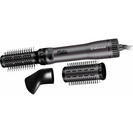 Фен-щетка Brayer BR3137, 1000 Вт, шнур 1.8 м, черный, вращение расчески