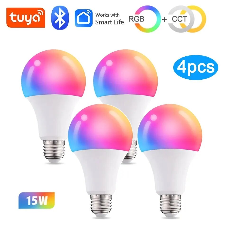 Лампочка, Цоколь: E27, 15 Вт, Светодиодная, 4 шт.