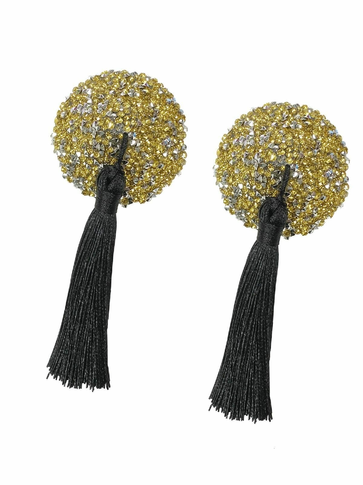 Блестящие накладки на соски с кисточками, золотая кисточка