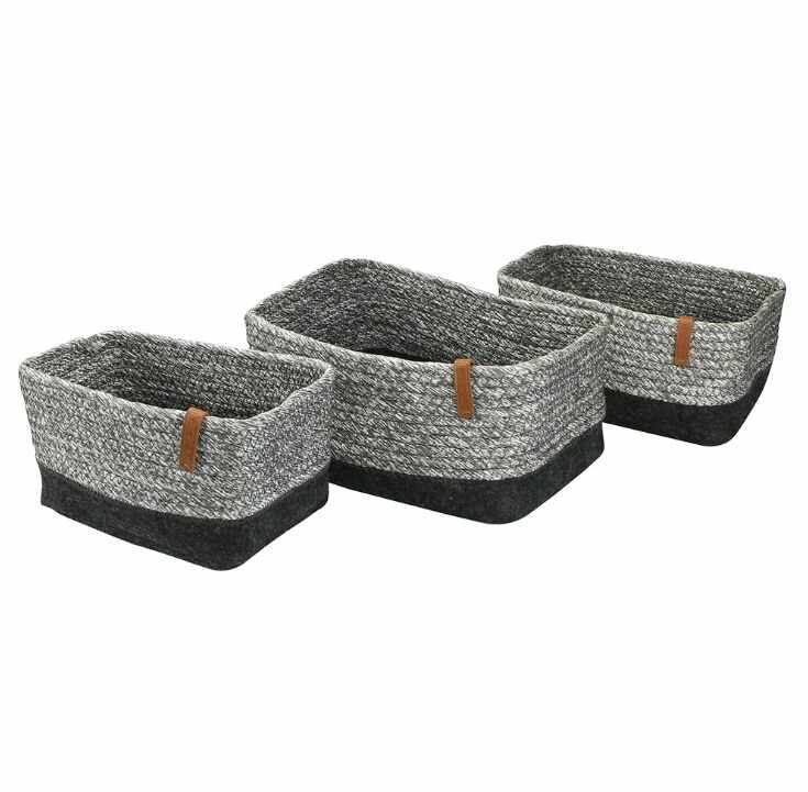 Набор корзин elemento 3 шт фетр графит