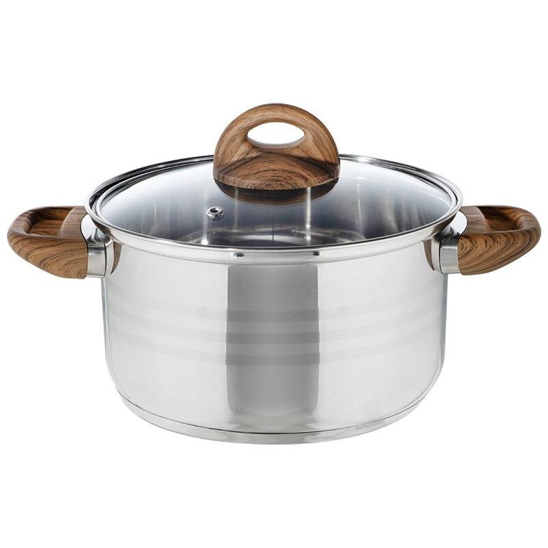 Кастрюля нерж 3.5Л FORESTA СТ/КР ручки SOFT-TOUCH под дерево MALLONY