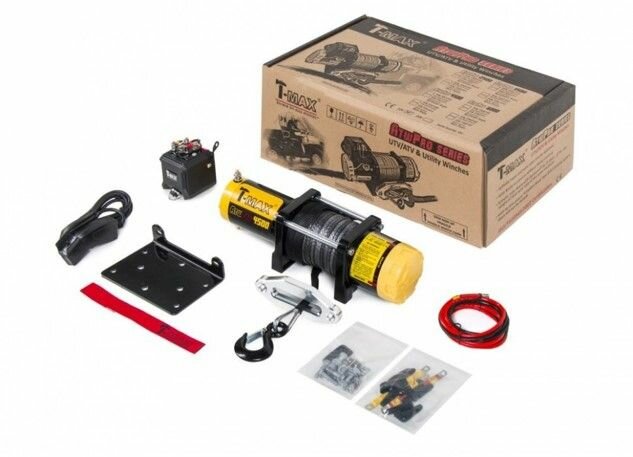 Лебёдка электрическая 12V T-MAX ATW PRO 3500lbs 1590 кг (Синтетический трос). Артикул HS0520