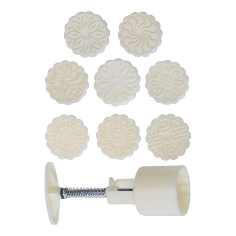 50 г Лунный Торт Бочкообразная Форма с 8шт Цветочными Штампами Ручной Пресс Лунный Торт Кондитерские Формы DIY Формы Для Выпечки