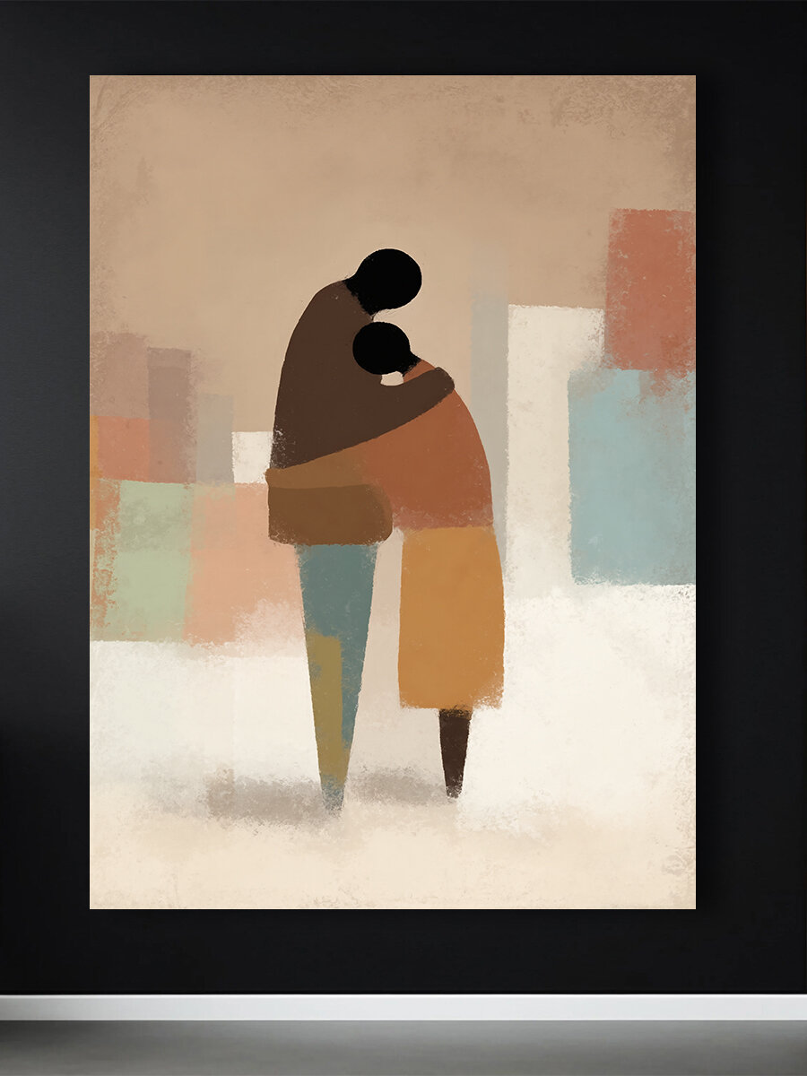 Картина интерьерная - "Любовная история мужчины и женщины, влюбленная парочка, романтика на холсте" , 40х60 см.