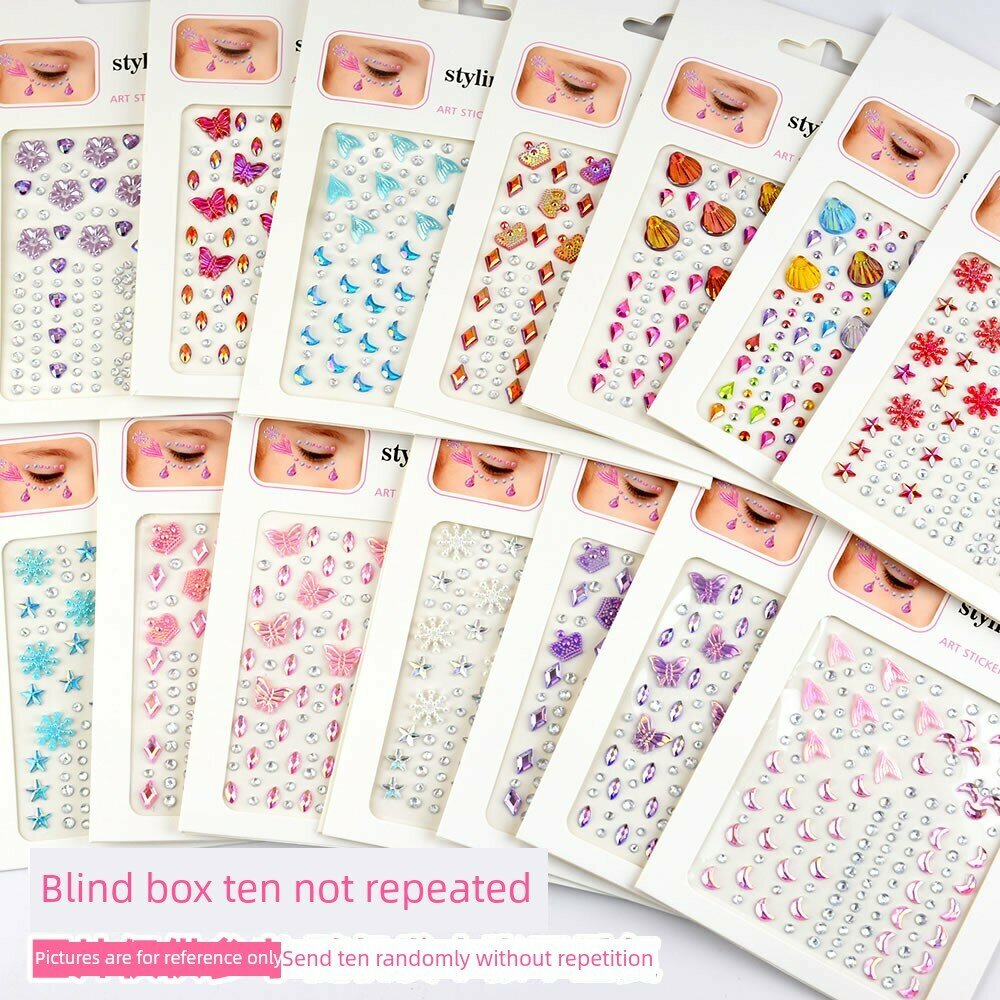 Детские наклейки для макияжа лица, наклейки для украшения на сцене принцессы с бриллиантами и кристаллами, драгоценными