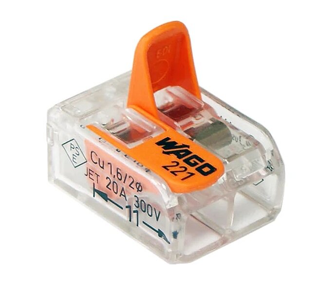 Электро соединитель проводов WAGO мини универсальный на 2 зажимной 221-412