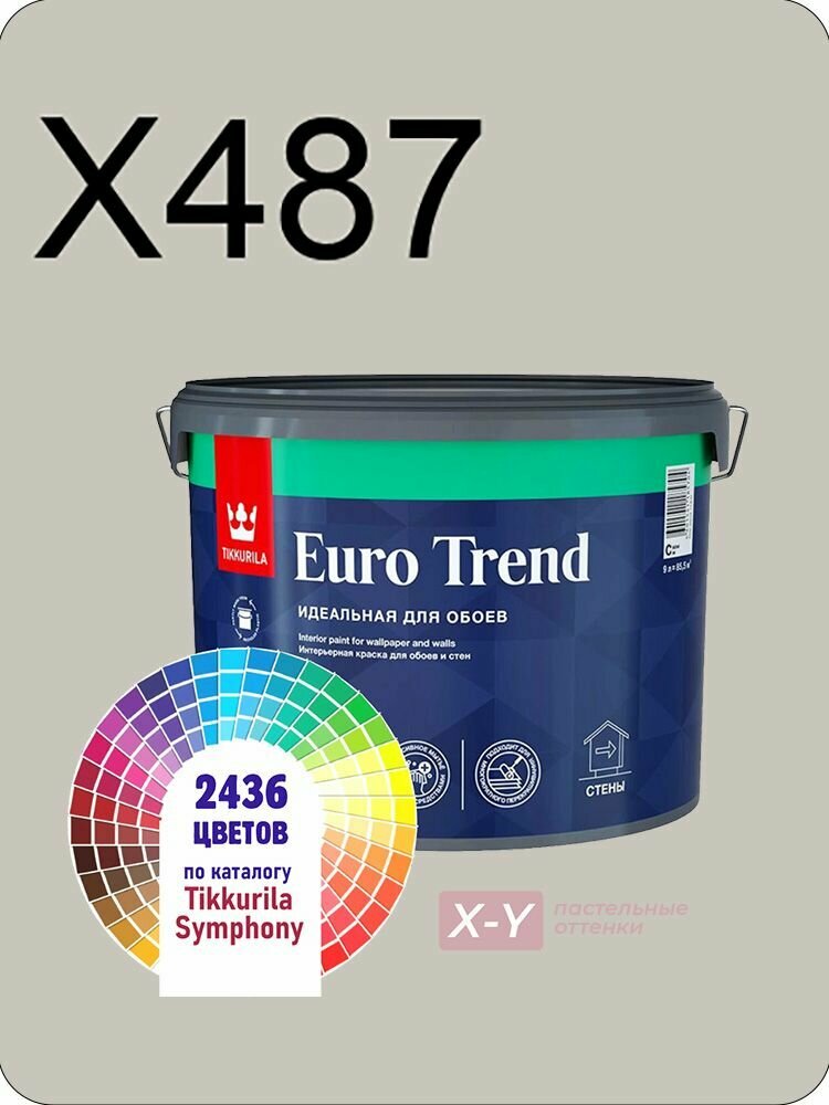 Краска для обоев Tikkurila Euro Trend 9л. пастельные оттенки X487
