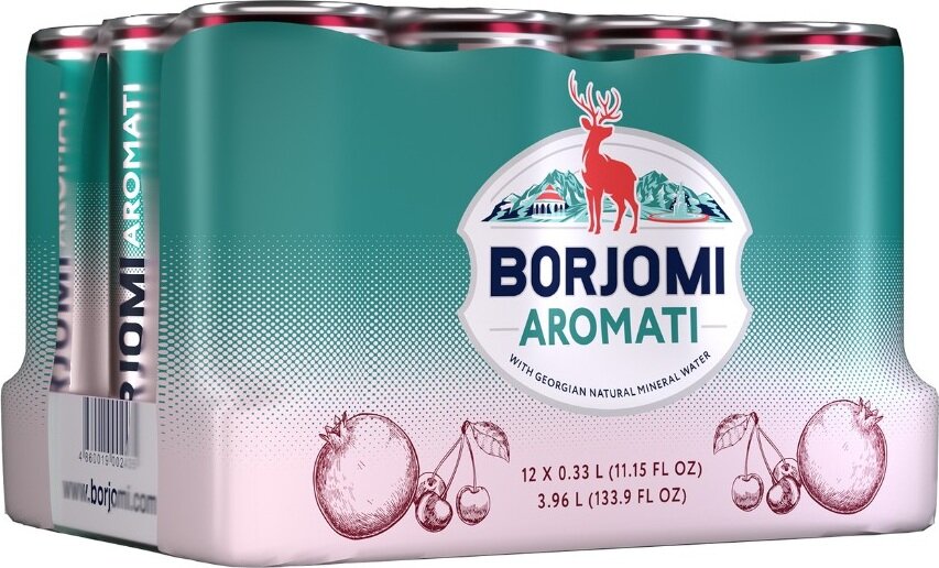 Borjomi 0,33л.*12шт. вишня-гранат газ. ж/б Боржоми Borzhomi Вода минеральная Производство - Грузия