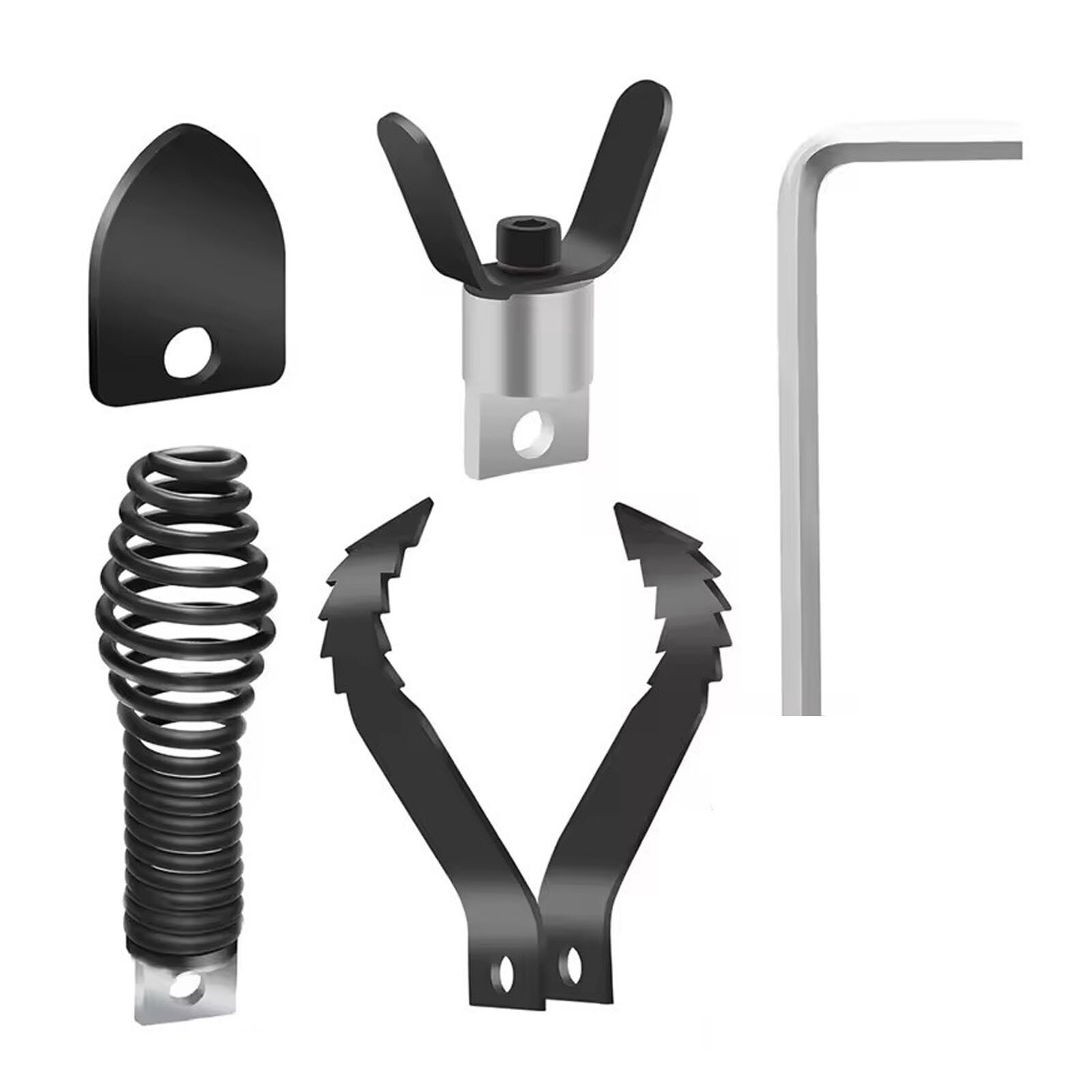 Набор для прочистки канализации: режущий инструмент и шнек из нержавеющей стали, комплект режущих головок для труб диаметром от 5/16 до 3/4 дюйма.