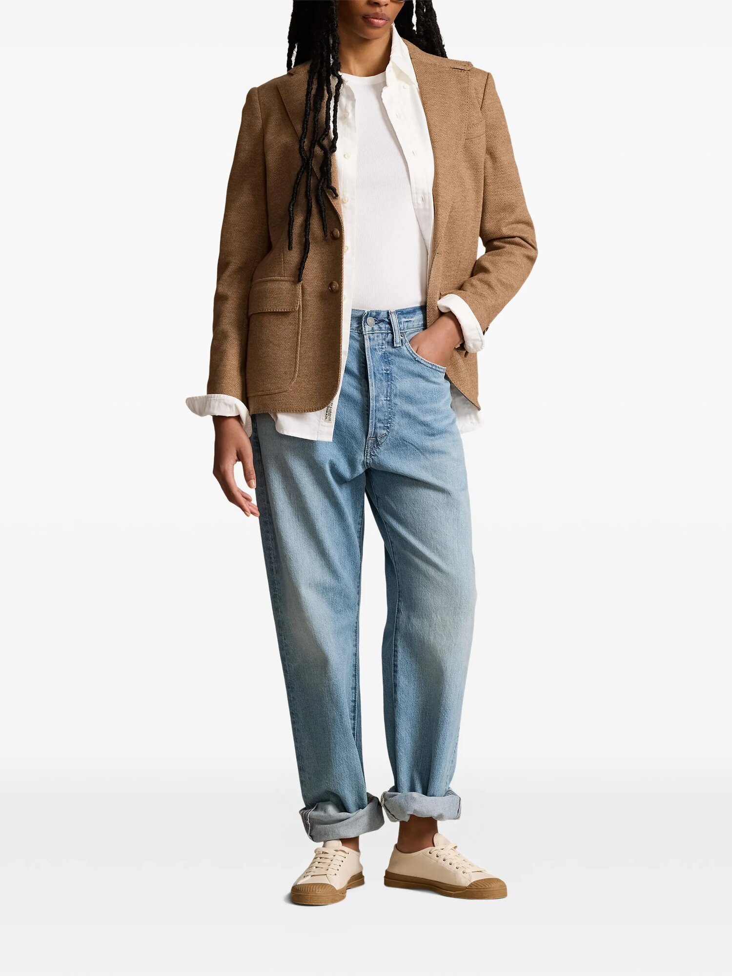 Пиджак Polo Ralph Lauren Herringbone-pattern blazer, размер 10, коричневый — фото 1