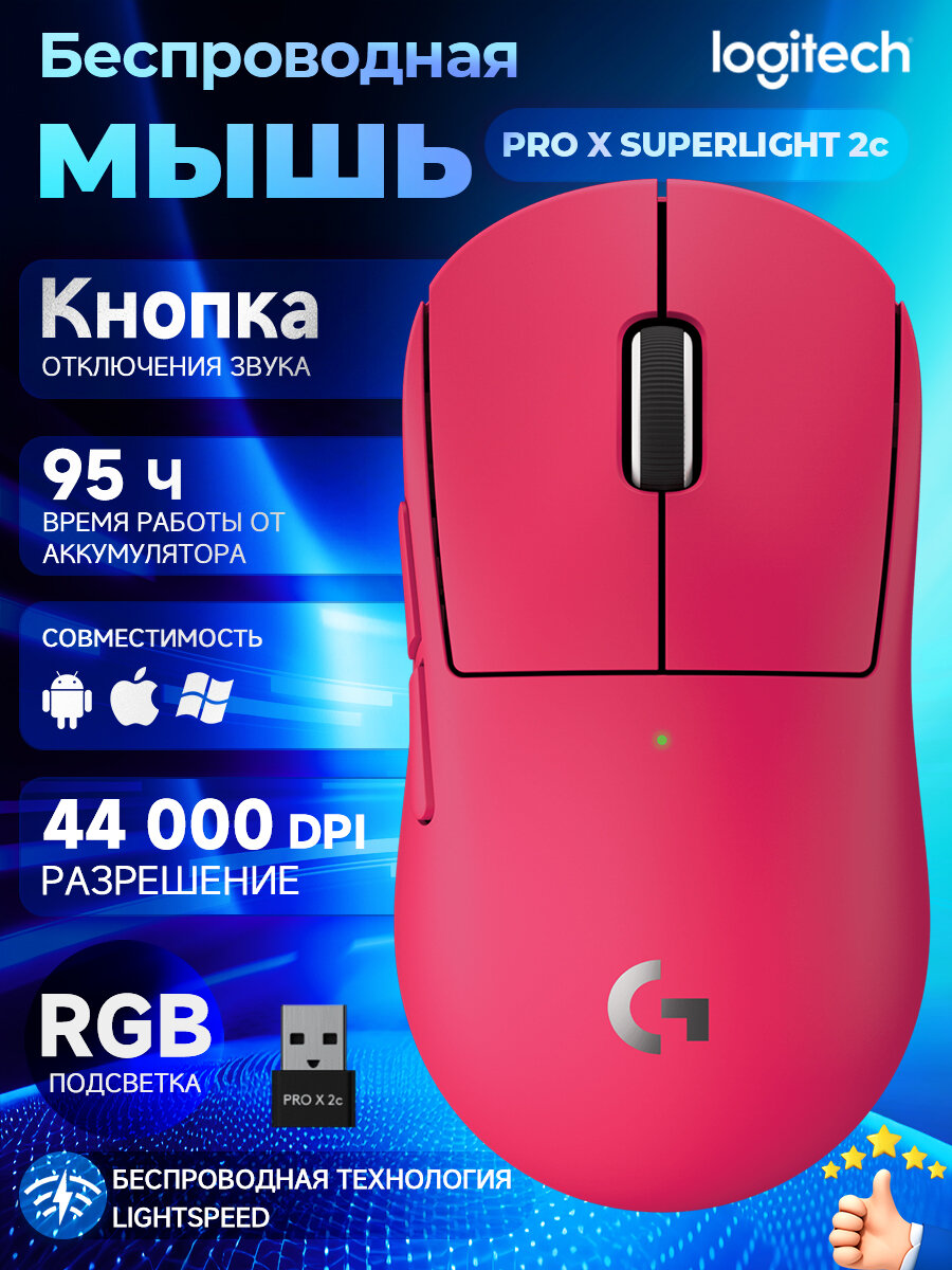 Новинка: беспроводная игровая мышь Logitech G GPW4 PRO X SUPERLIGHT 2c, розовая