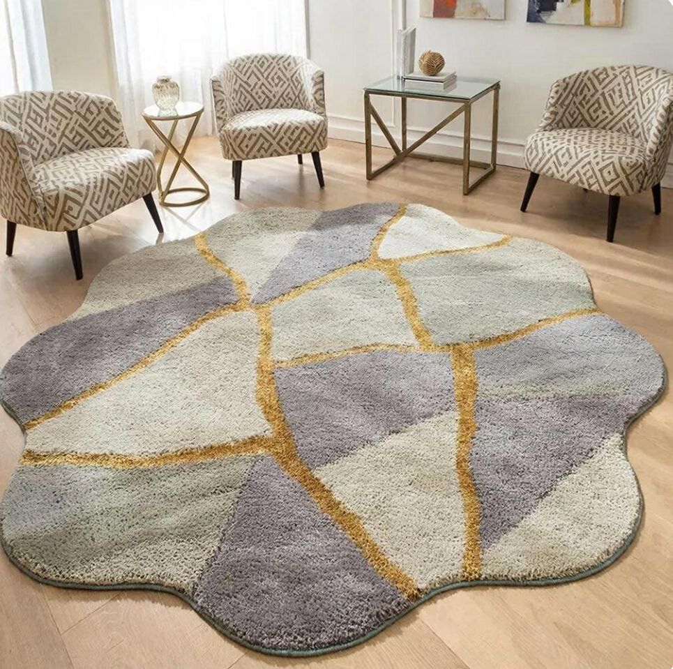 Ковер натуральный шерстяной ручной работы однотонный круглый тонкая нитка очень нежный и теплый размер 50 на 50