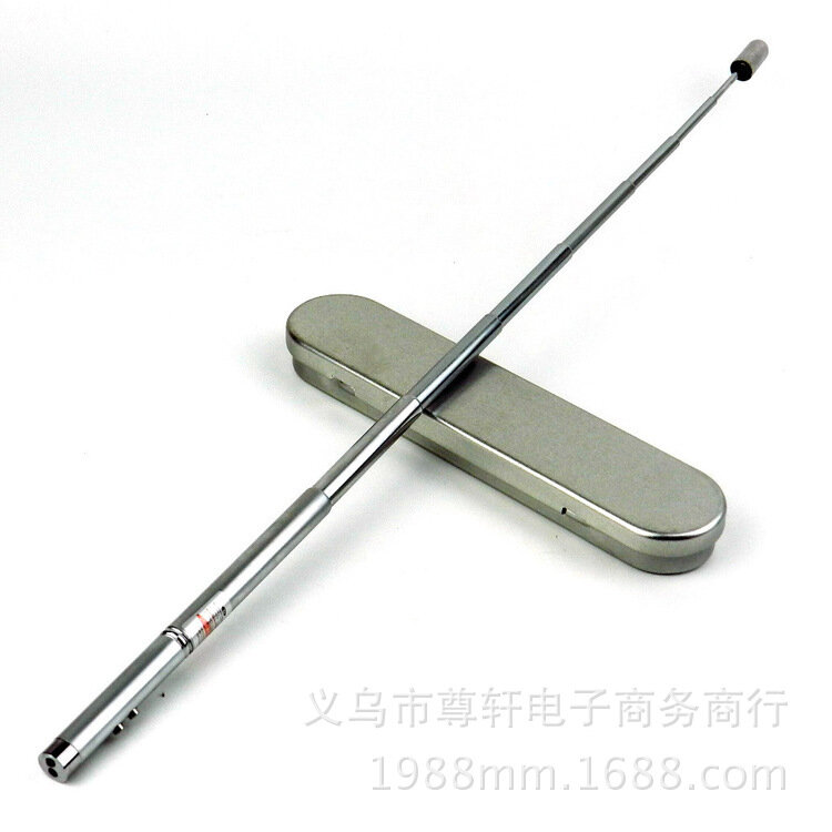 Многофункциональная ручка-указка 5-в-1 с выдвижным лазерным указателем, металлическая коробка, с батареей, для обучения