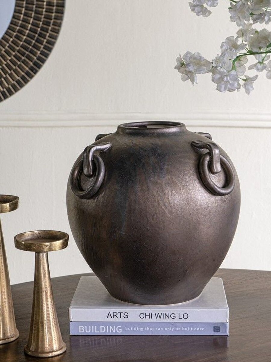 Настольная ваза Glasar C8469, керамика, бронза, 29x29 см, 4.3 кг