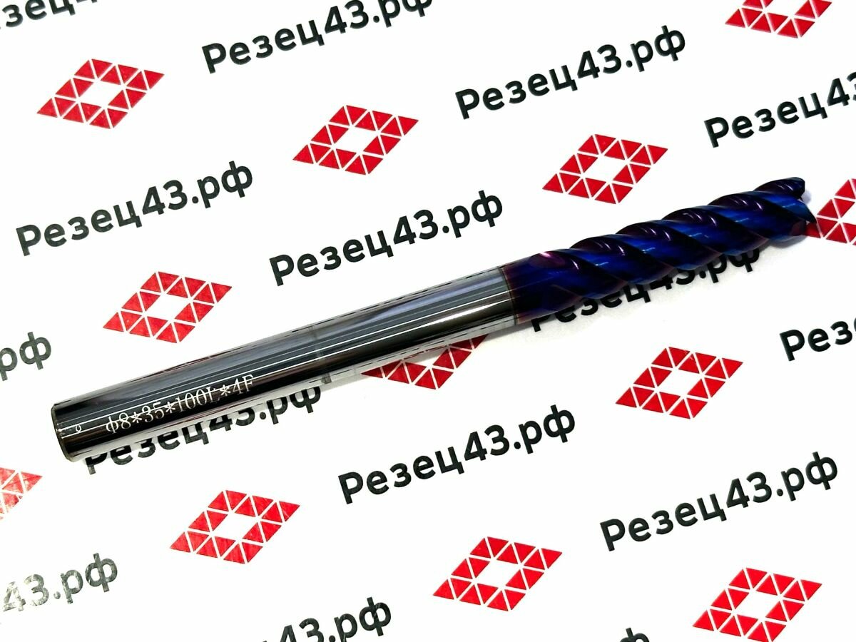 Концевая фреза D8-D8-100 mm 4Z, сталь (HRC65)