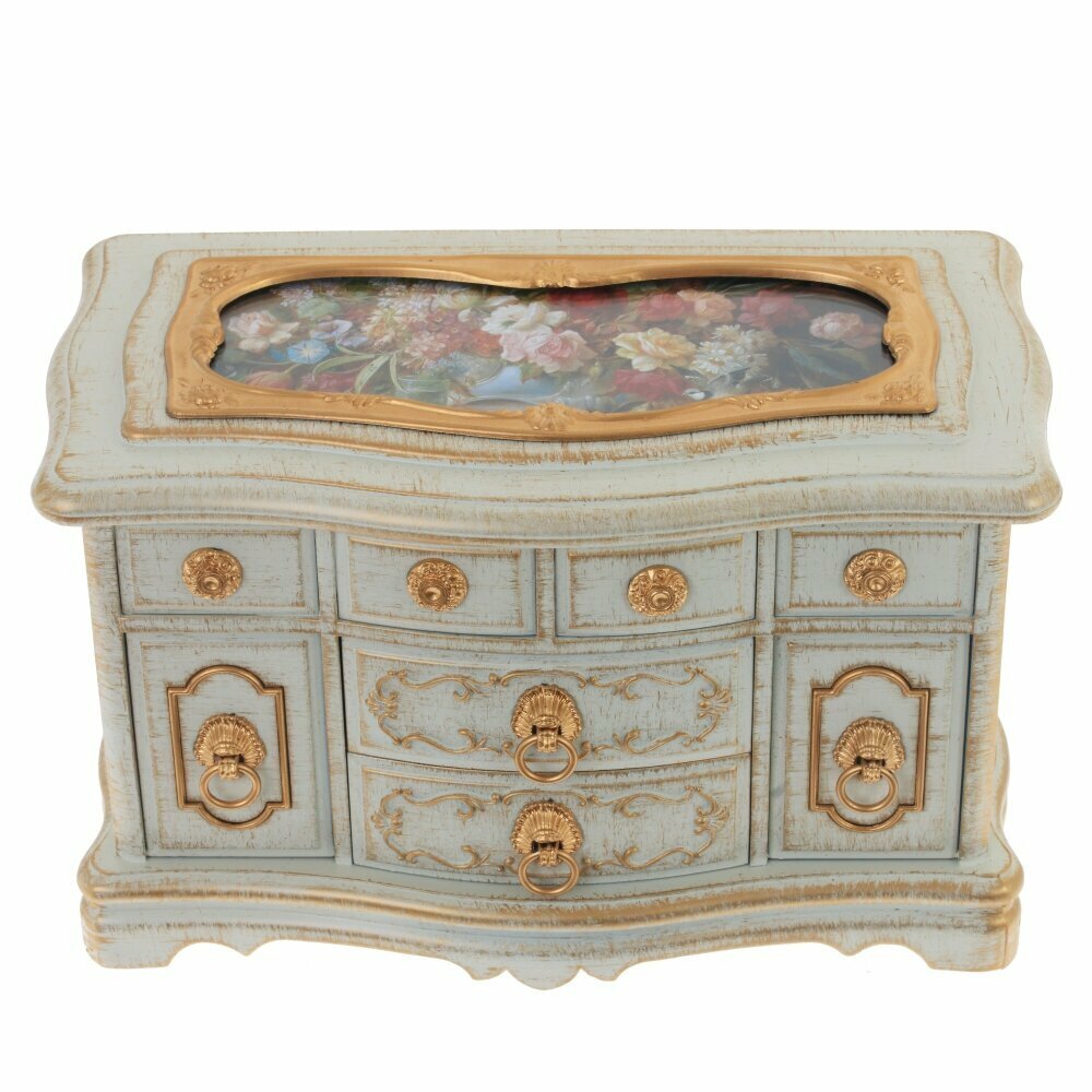 Шкатулка для украшений музыкальная "Цветочный комод", 22х12х13 см