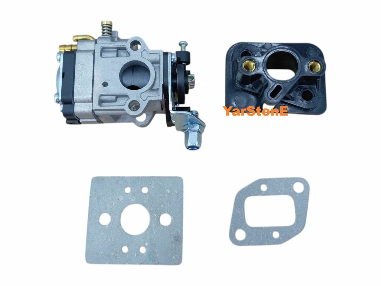Карбюратор + Адаптер-проставка (Теплоизолятор) с Прокладками для Мотокосы, Триммера, бензокосы от 43 кубов