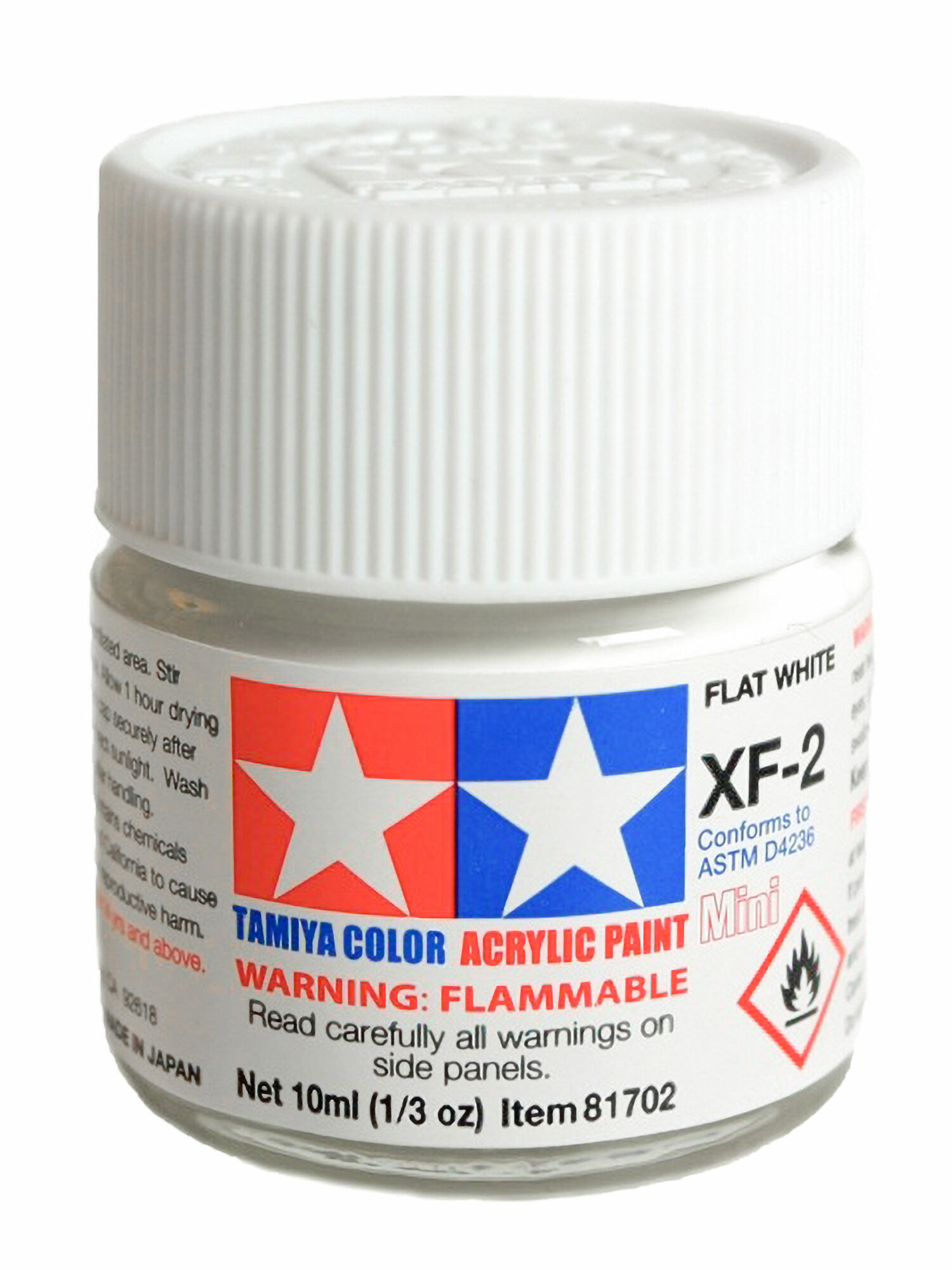 Краска акриловая Tamiya Color XF-2 White 81702 белая матовая, 10 мл