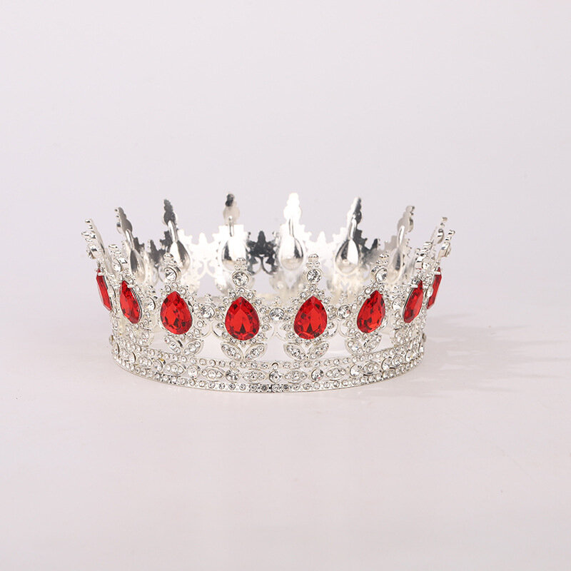 Кросс-бордерные европейские и американские стильные винтажные цветные кристаллические круглые большие короны барокко принцессы свадебные аксессуары для волос
