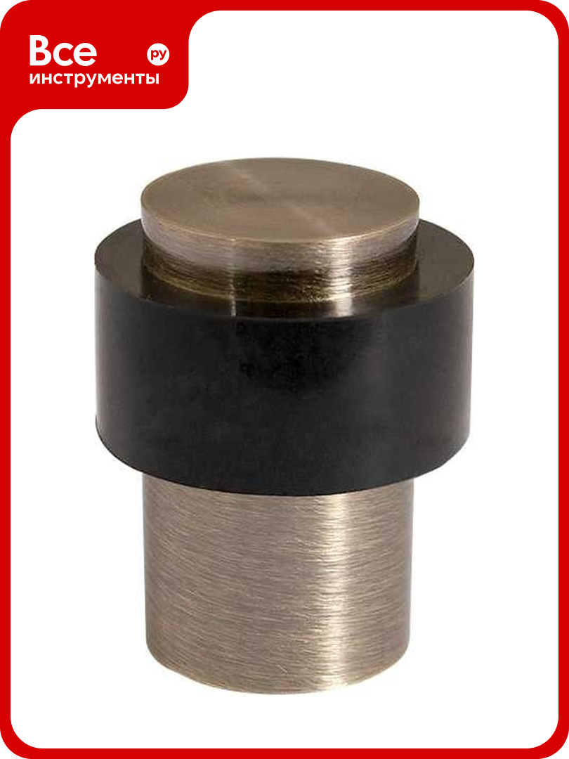 Дверной напольный упор FUARO STOPPER/14 (DS-14) AB бронза из цам/силикона с гальваническим покрытием и черной шайбой