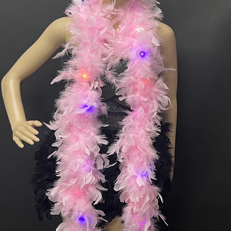 Новые стильные светящиеся утолщенные гирлянды из перьев индейки, яркие украшения для рождественской елки из перьев, длинные плюшевые.
