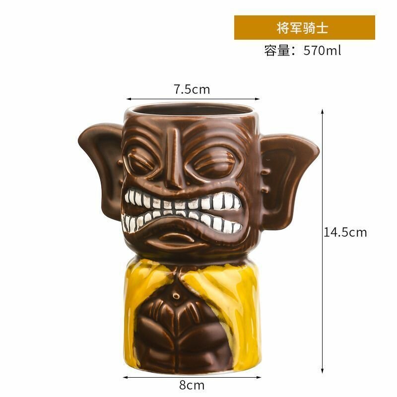 Винтажный стиль, новый гавайский Хэллоуин, специальная керамическая чашка Тики с призрачным лицом, зомби, череп, коктейльная чашка