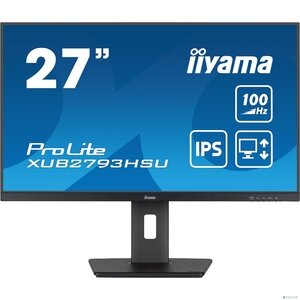 Монитор Iiyama Монитор Iiyama 27" ProLite XUB2793HSU-B7 черный IPS LED 1ms 16:9 HDMI M/M матовая HAS Piv 1300:1 300cd 178гр/178гр 1920x1080 100Hz DP FHD USB 5.4кг