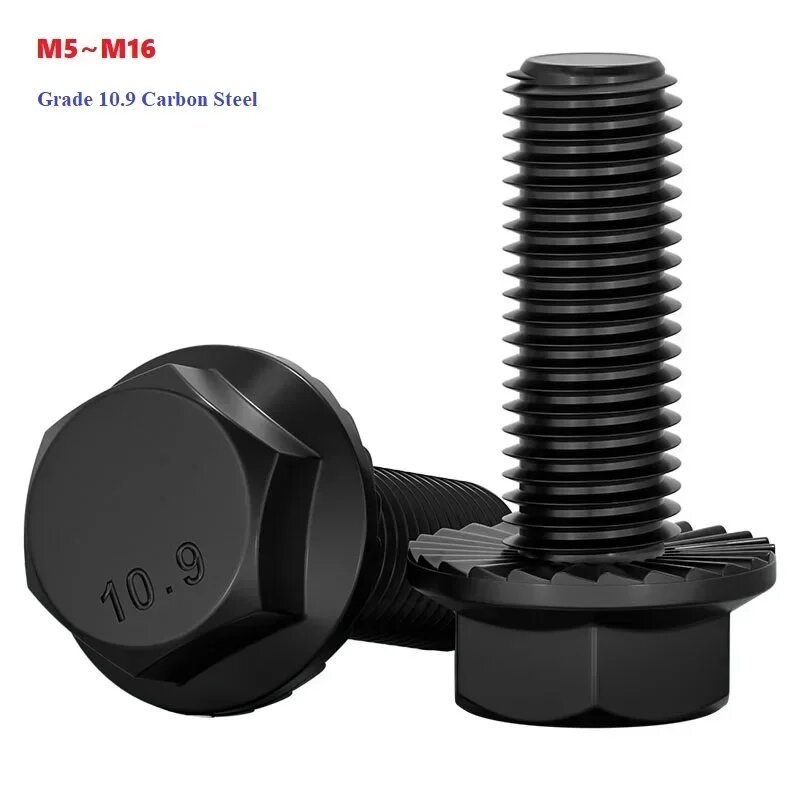 Черные болты класса 10.9 из углеродистой стали M5-M16 M6x16mm-10pcs
