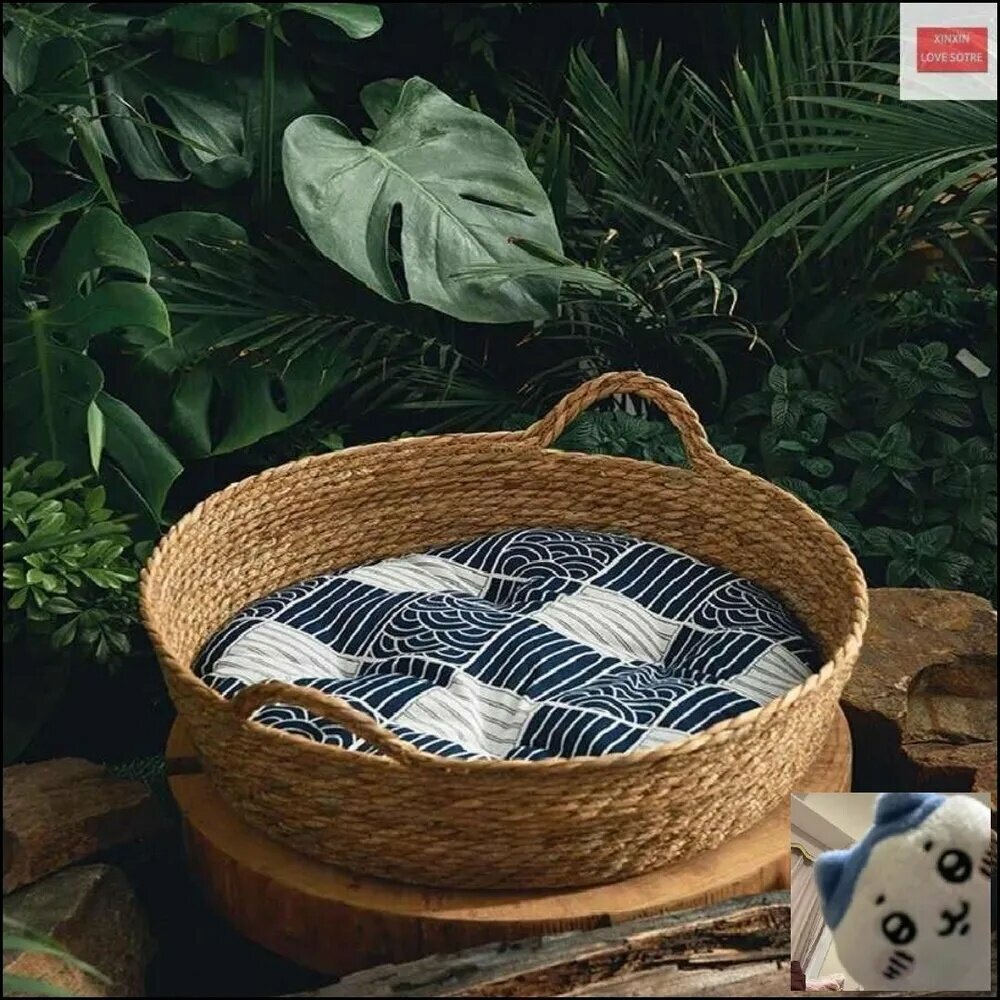 Лежанка для кошек и собак плетеная. Корзина для питомца.