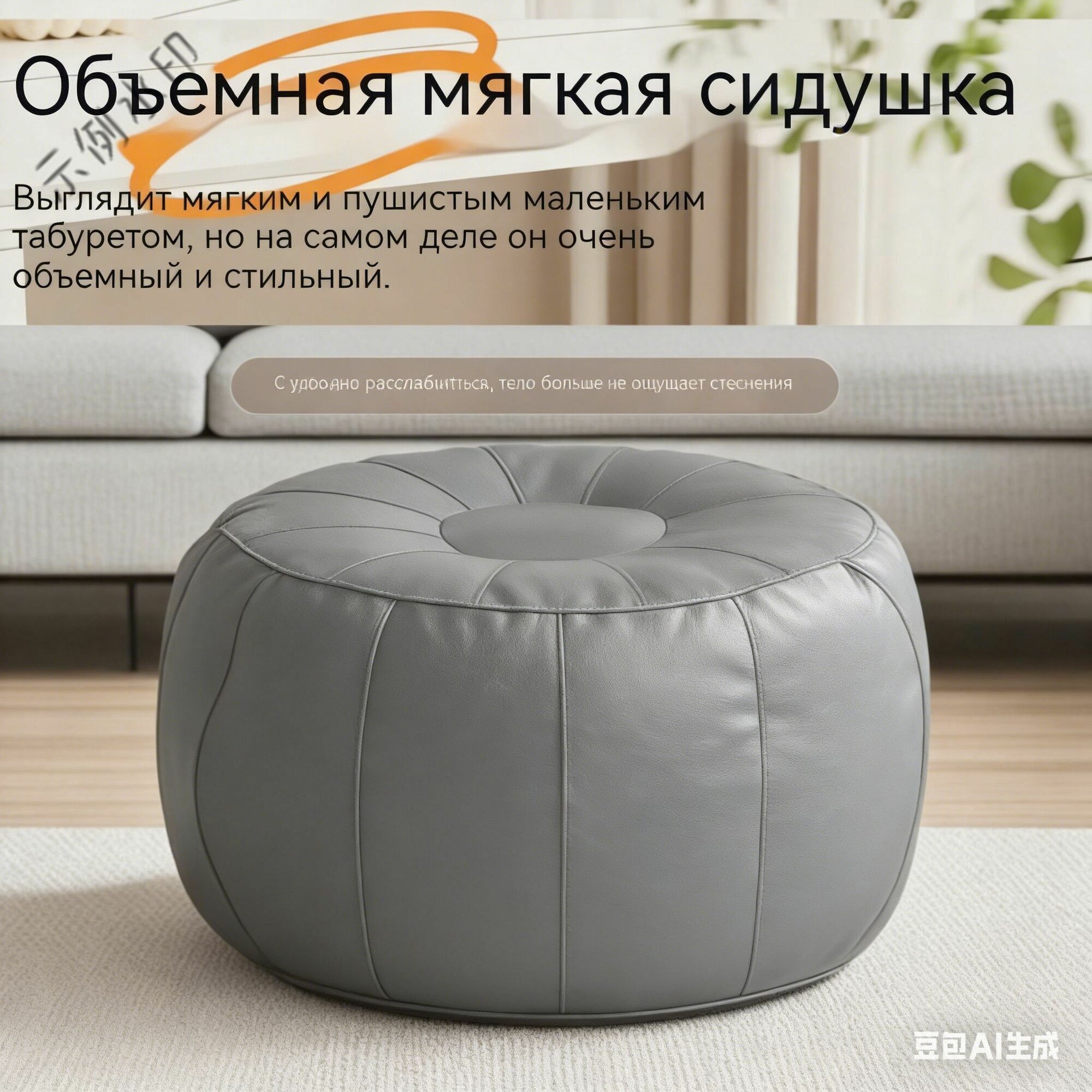 Пуф из винилискожи 50×30×30 см — сиденье с отсеком для хранения одежды и молнией на крышке, для прихожей и гостиной