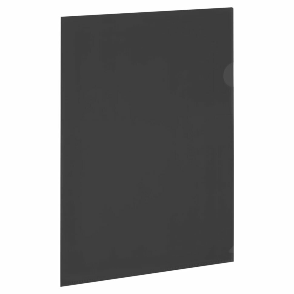 Папка-уголок прозрачная А4 BRAUBERG UNIVERSAL, черная, 0,10 мм, со штрихкодом, 273046, 273046