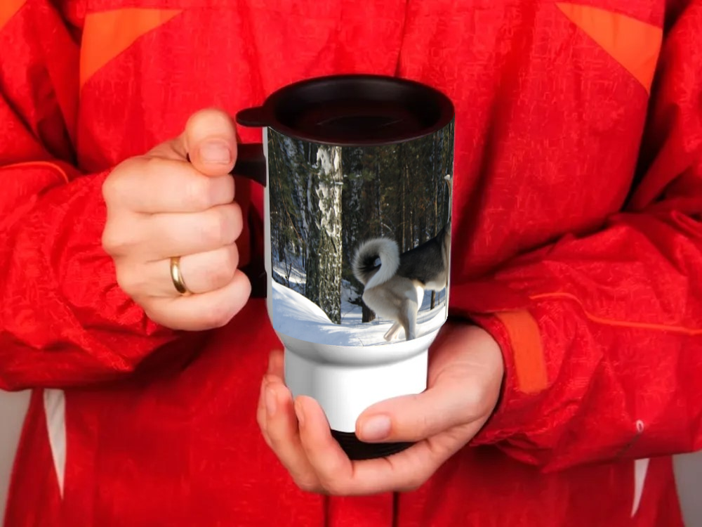 Тремокружка для авто с принтом "Собака, лайка, охота" 0.5 л.