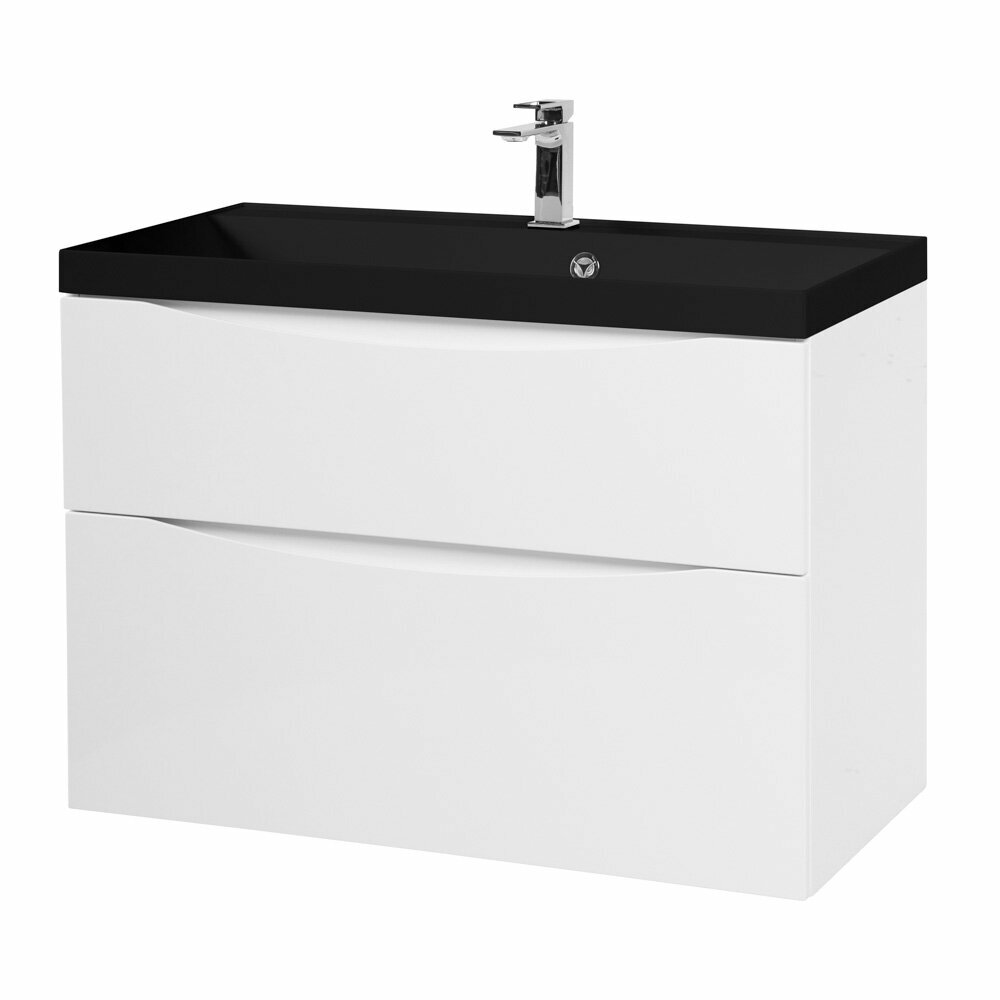 Тумба с раковиной Belbagno Marino H60-800-2C-SO-BL-P Bianco Lucido/Nero