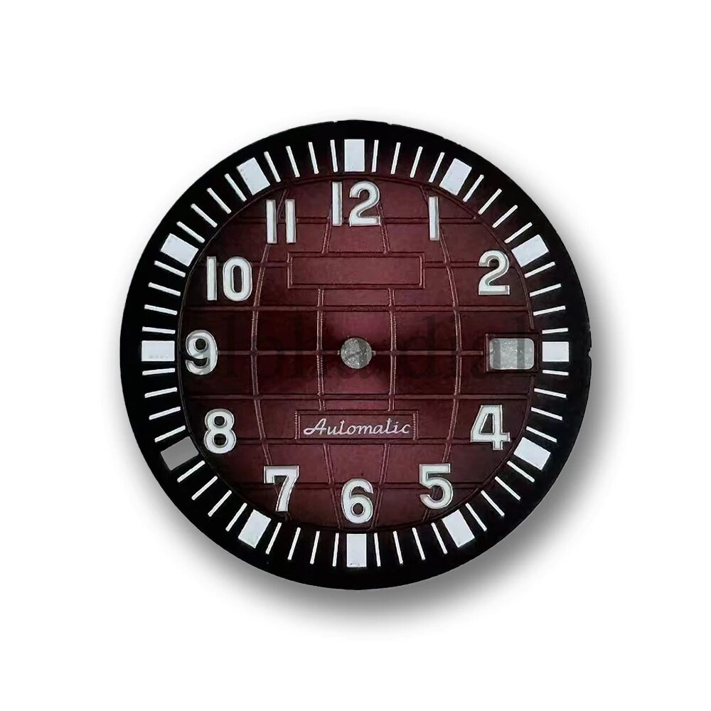 32 мм Lume Mod, серебряный корпус, детали без логотипа, граната, текстура, арабский циферблат, подходит для Seiko PP Aquanaut NH35, автоматический механизм