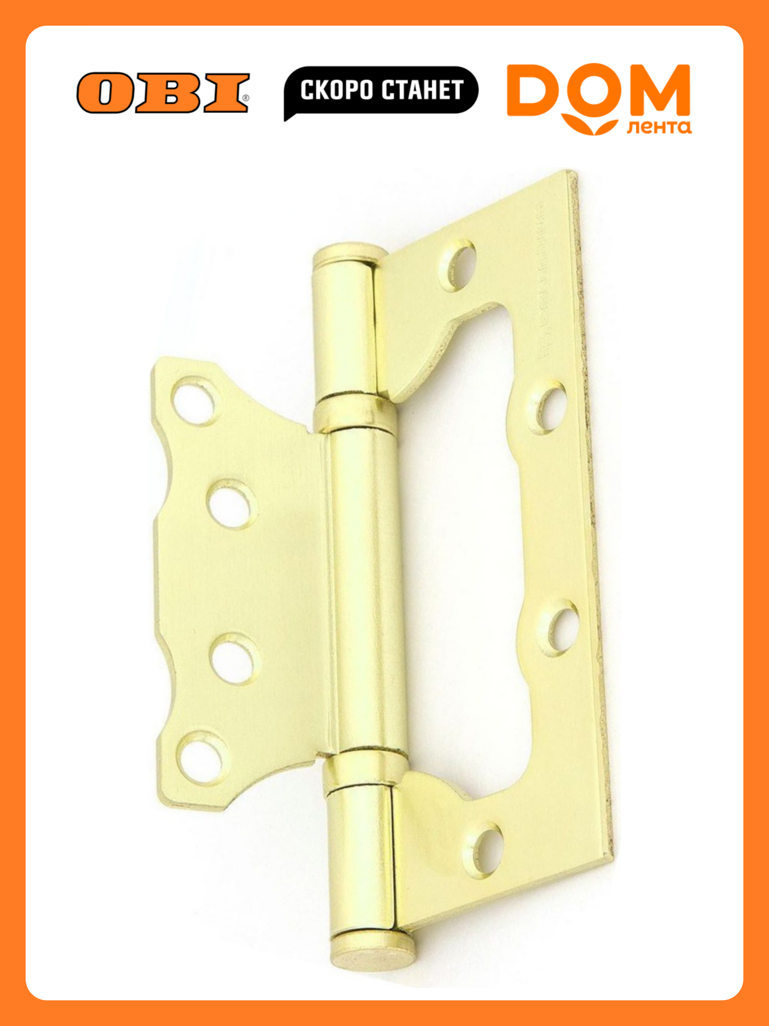 Дверная петля универсальная накладная Palladium 100х75х2,5 матовое золото