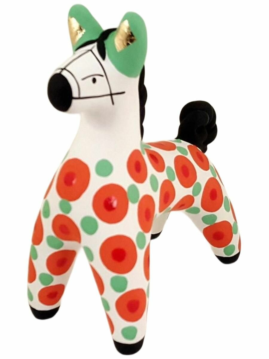 Конь №3(3), Дымковская глиняная игрушка, ручная авторская работа