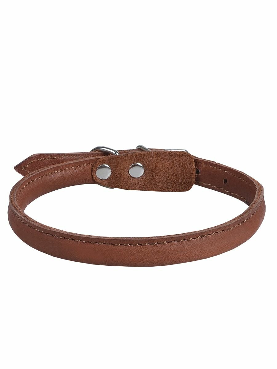 Ошейник для собак длинношерстных пород, кожаный круглый на шею 25-31см.