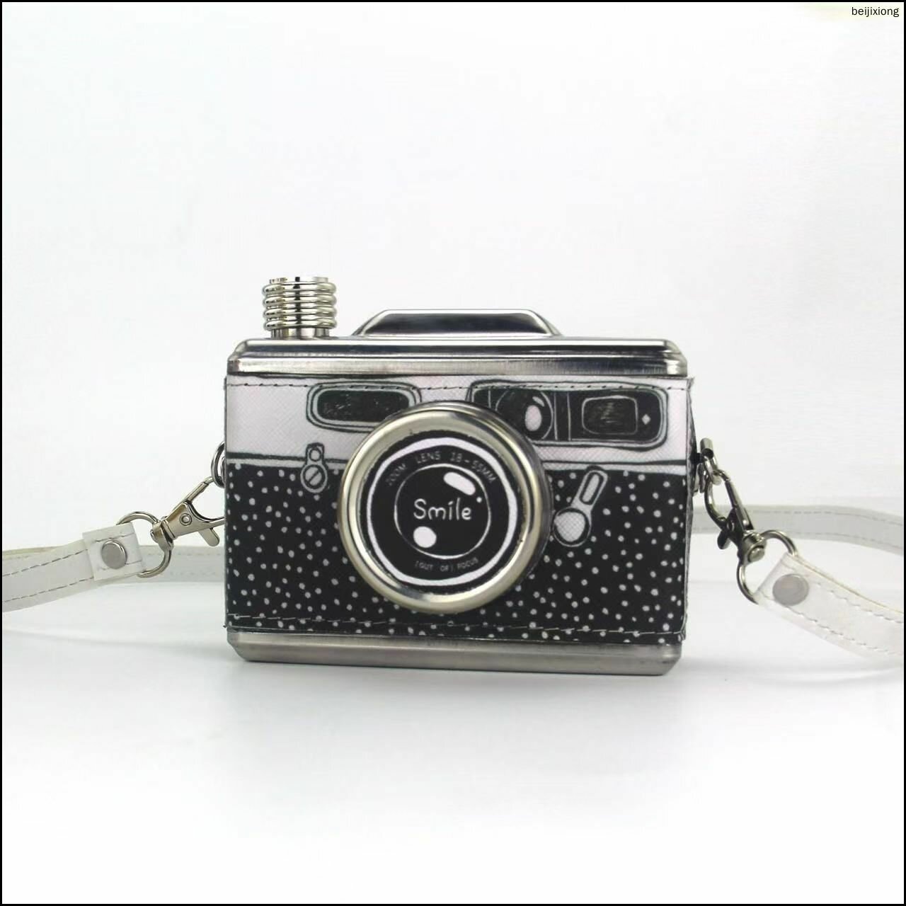 Фляга 300 мл, черный, белый