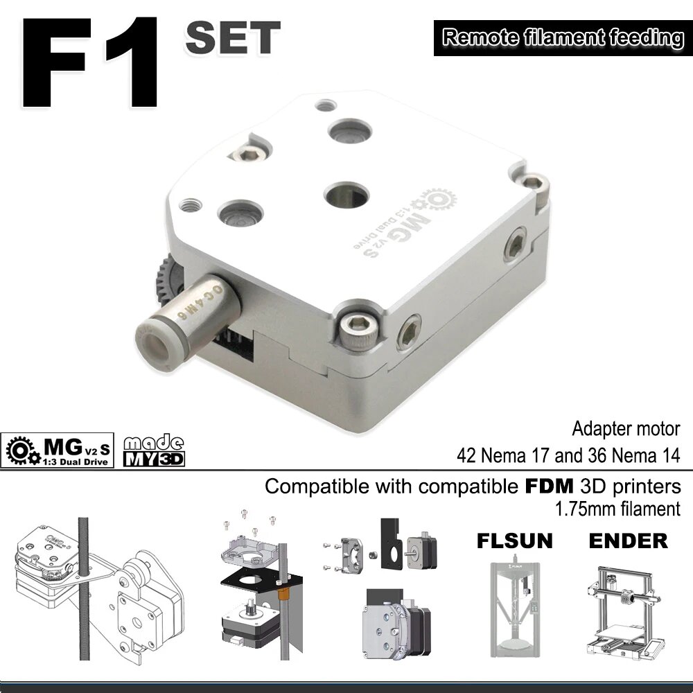 Экструдер OMG V2s для 3D-принтера Ender 3 v2 DIYMARIA F1-SILVER-SET