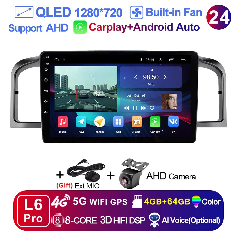 LEHX L6Pro 2 din Android 14 Автомобильный радиоприемник Мультимедийный видеоплеер L6 Pro(4-64GB)CAM